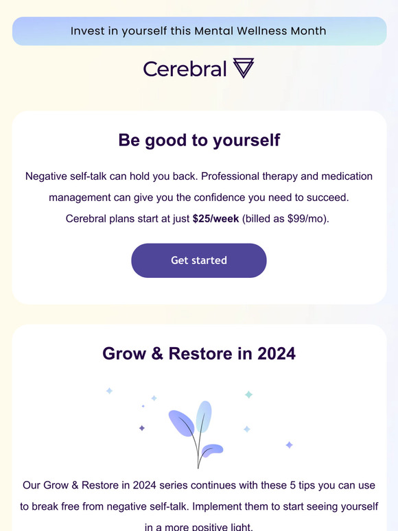 Cerebral: Leave negative self-talk in 2023 with these 5 tips | Milled