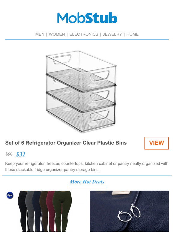 MobStub: Set of 6 Refrigerator Organizer Clear Plastic Bins - ONLY $31 ...