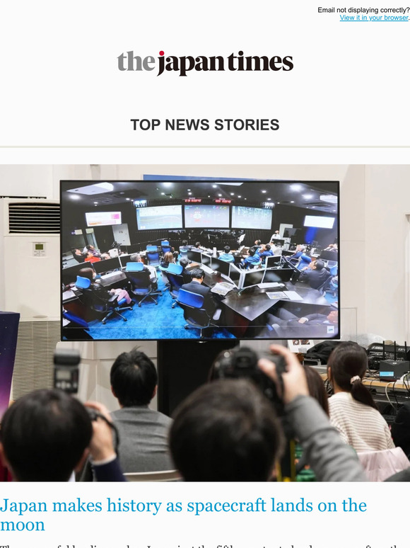 The Japan Times: Today's top news: Japan makes history as spacecraft ...