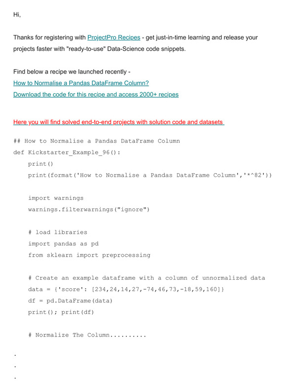 ProjectPro: 🌟Machine Learning code recipe - 11: How to Normalise a ... ProjectPro: 🌟Machine Learning code recipe - 11: How to Normalise a ...