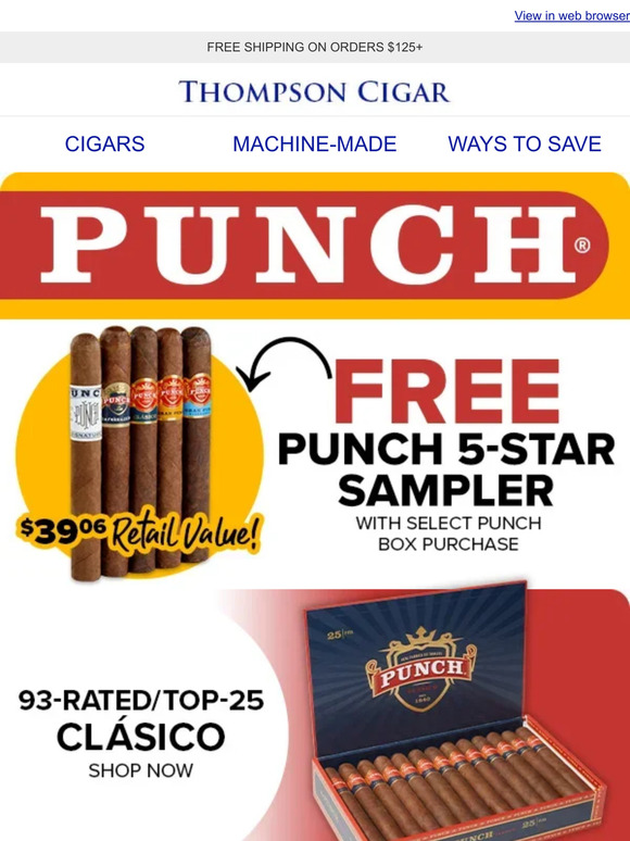 Thompson Cigar: 5 Free Cigars With Select Punch Boxes! | Milled