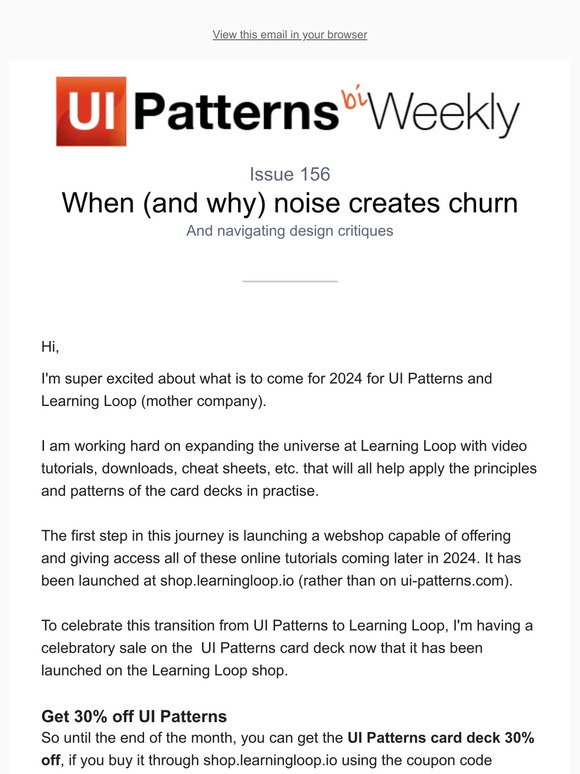 UI Patterns: When (and why) noise creates churn | Milled