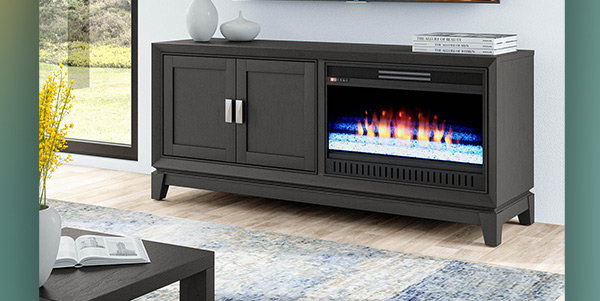 Aaron's: Fireplace + TV Stand = the coziest living room | Milled