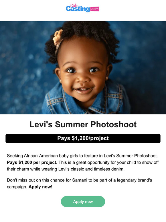 KidsCasting: African American Babies Wanted: Levi's Summer Shoot ...