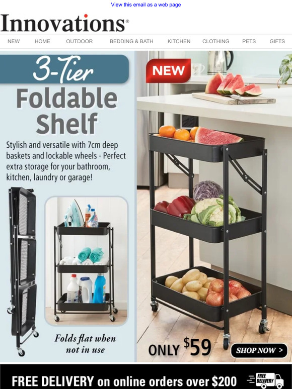 Innovations: New | 3-Tier Foldable Shelf | Milled