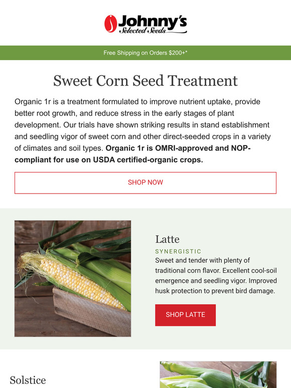 Johnny's Selected Seeds: Corn Seed Treatment for Improved Emergence ...