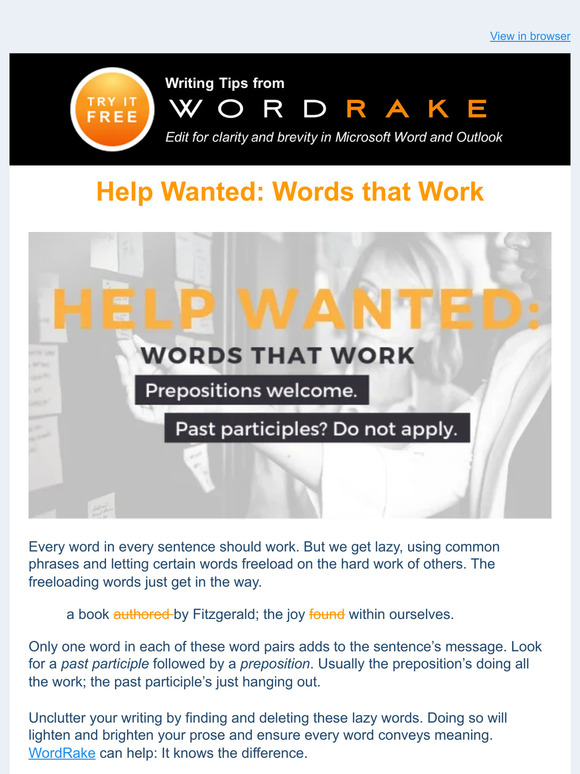 WordRake: Help Wanted: Words that Work | Milled