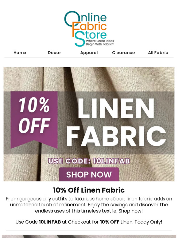 Online Fabric Store: 10% Off Linen: TODAY ONLY! | Milled