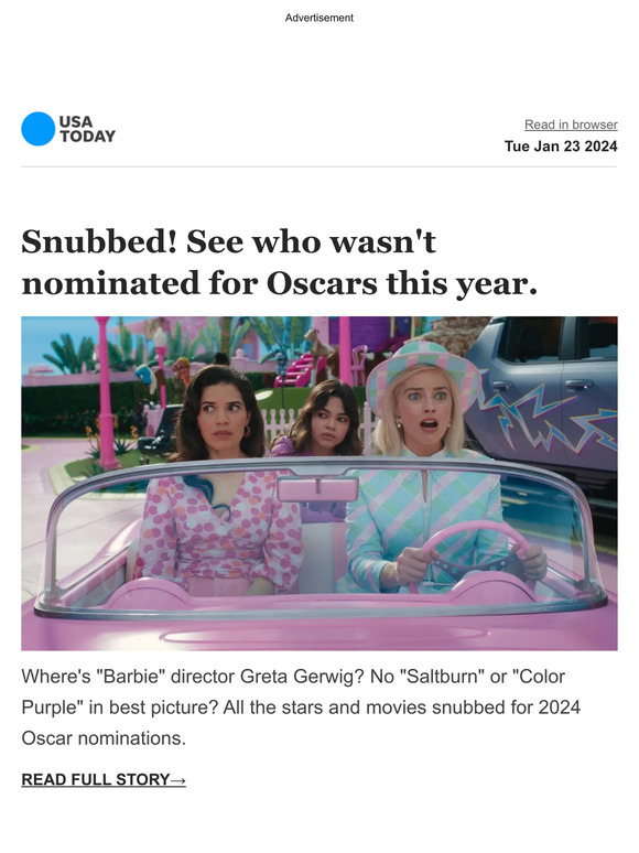 USA TODAY: Top Stories: Biggest Oscar snubs: Margot Robbie, Leonardo ...