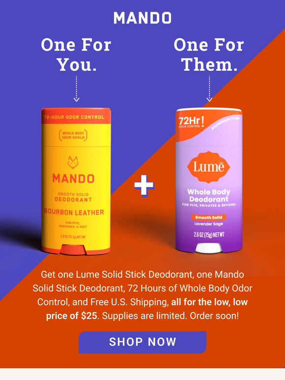 Mando: It takes two: Save over 16% on Lume + Mando Bundles | Milled