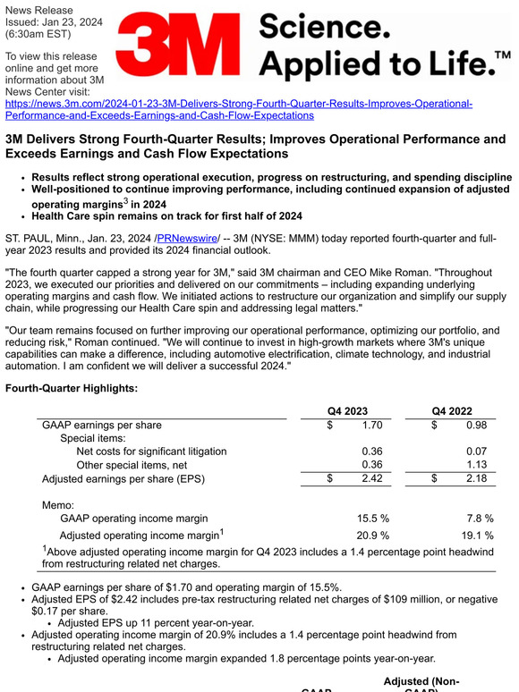 3M United Kingdom PLC: 3M Delivers Strong Fourth-Quarter Results ...
