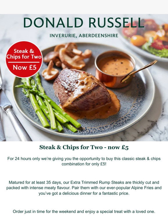 Donald Russell: FLASH | Steak & Chips for 2 - £5 💥😍 | Milled