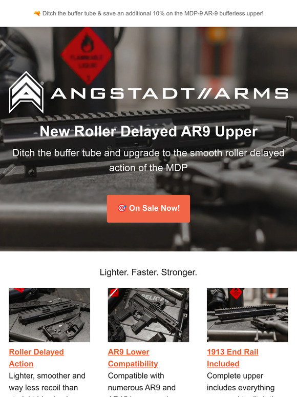 Angstadt Arms: ⚡ New Roller Delayed AR9 Upper! | Milled
