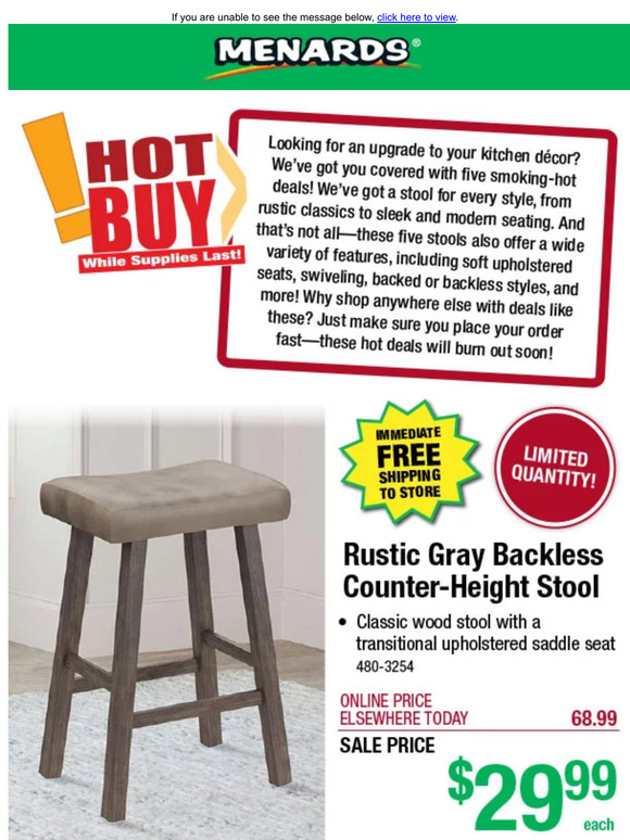 Menards: Hillsdale® Bar-Height Swivel Stool ONLY $49.99! | Milled