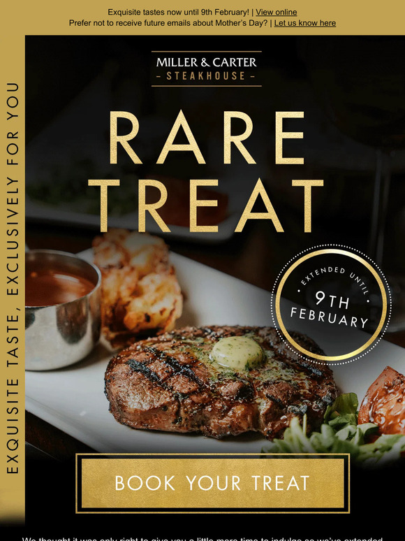 Miller & Carter: Indulge for longer: Rare Treat Menu now extended! 😋 ...