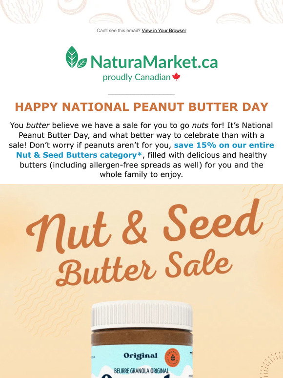 Natura Market: National PB Day: 15% OFF All Nut, Seed & Granola Butters ...