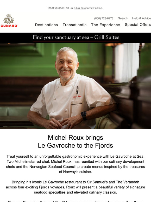 Cunard: Michelin chef Michel Roux's Le Gavroche at Sea | Milled