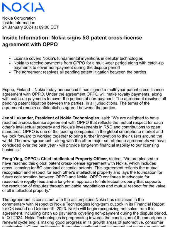 Withings: Inside Information: Nokia signs 5G patent cross-license ...
