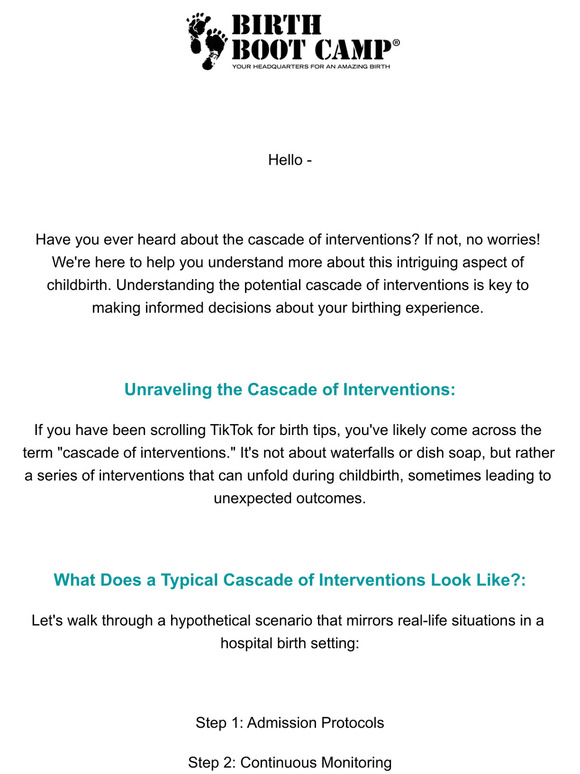 Birth Boot Camp: Have You Heard About the Cascade of Interventions ...