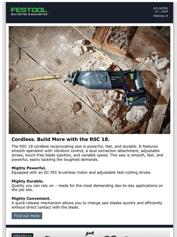 Festool: Get Ready! The RSC 18 is your next must-have tool. | Milled