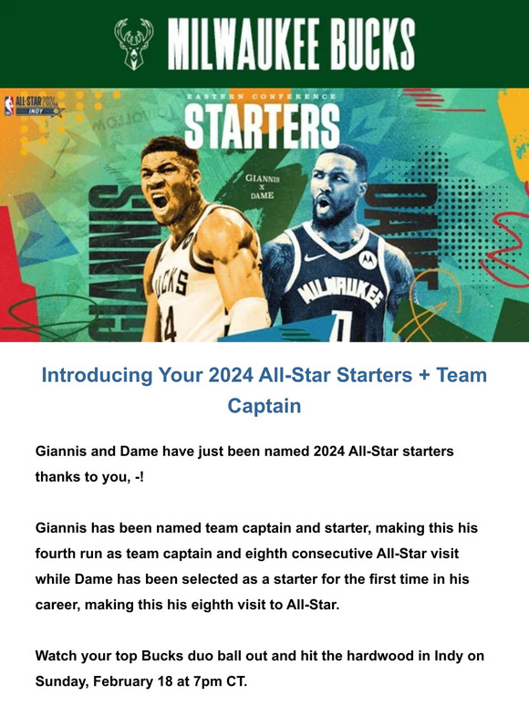 Bucks Pro Shop: Introducing Your 2024 All-Star Starters + Team Captain ...