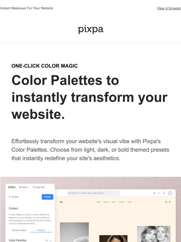 Pixpa: 🌈 New: Color Palettes to Transform Your Website | Milled