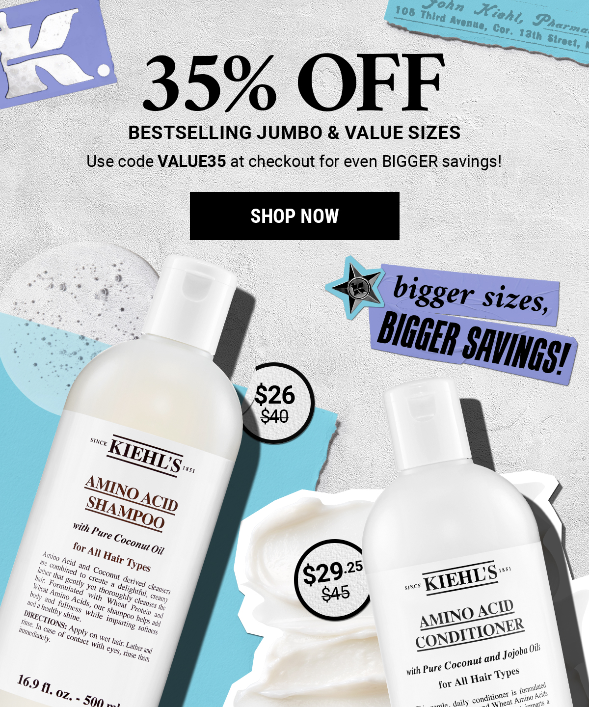Kiehl's: 🤑 35% Off JUMBO Sizes and Refills Starts Now 🤑 | Milled