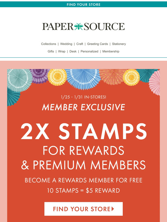 paper source: Double the Stamps For ALL Our Members! | Milled