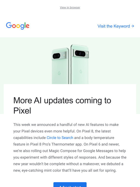 Google: A minty fresh Pixel feature drop | Milled