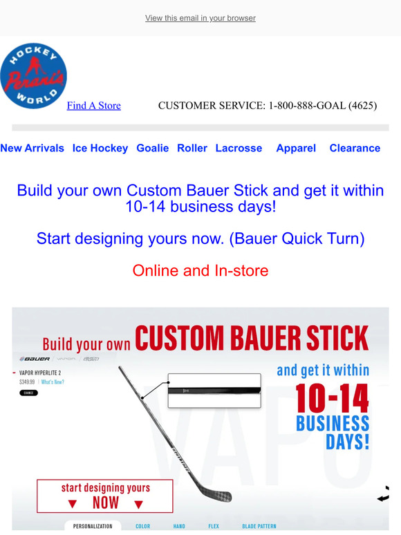 Hockey World: Build your own Custom Bauer Stick | Milled