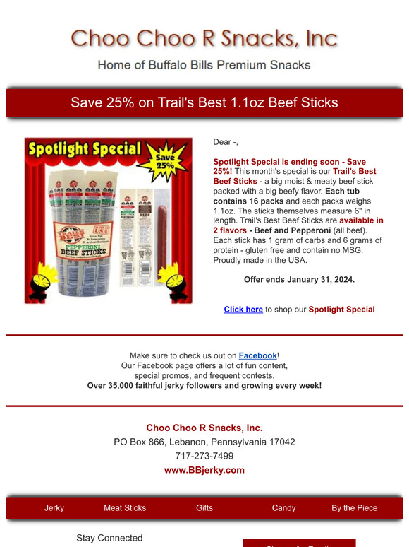 Choo Choo R Snacks: Spotlight Special Ending - Save 25% on Trail's Best ...