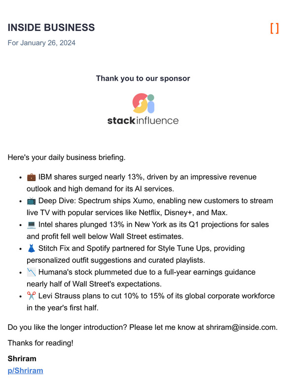 Inside: IBM soars to decade high on strong AI outlook/ Deep Dive: Spectrum simplifies streaming ...