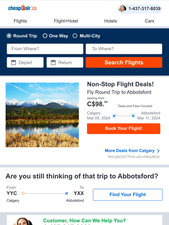 CheapOair: Non-Stop Flight Deals! Fly Round Trip from Calgary from C$98.04* | Milled