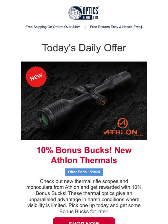OpticsPlanet: 10% Bonus Bucks! New Athlon Thermals | Milled