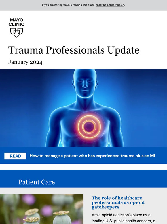 Mayo Clinic: Mayo Clinic Trauma Professionals Update - January 2024 ...