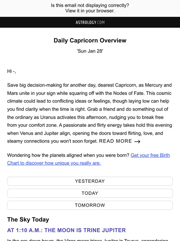 Astrology: —, Your Daily Horoscope Overview - Sun Jan 28 | Milled