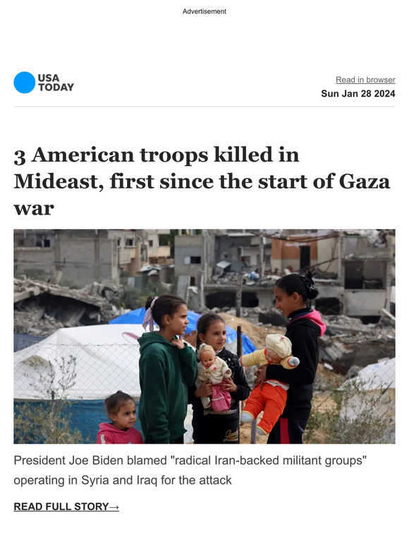USA TODAY: Breaking: 3 US troops were killed and many injured by a ...
