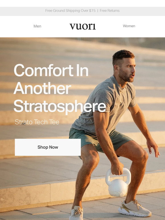 Vuori: New color drop—Strato Tech Tee | Milled
