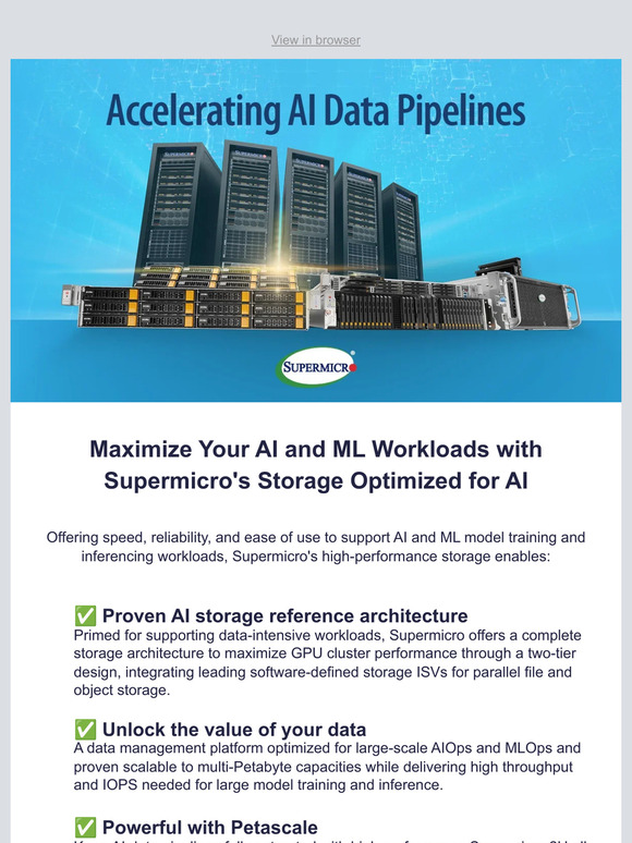 Supermicro: —, let's accelerate your AI data pipelines. | Milled
