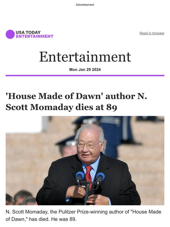 USA TODAY: Entertainment: 'House Made of Dawn' author N. Scott Momaday ...