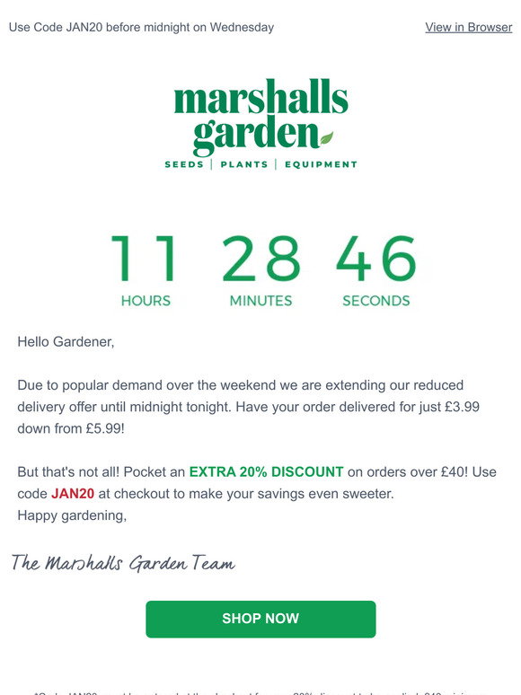 Marshalls Seeds: £3.99 Delivery Extended: Plus save 20% with code JAN20 ...