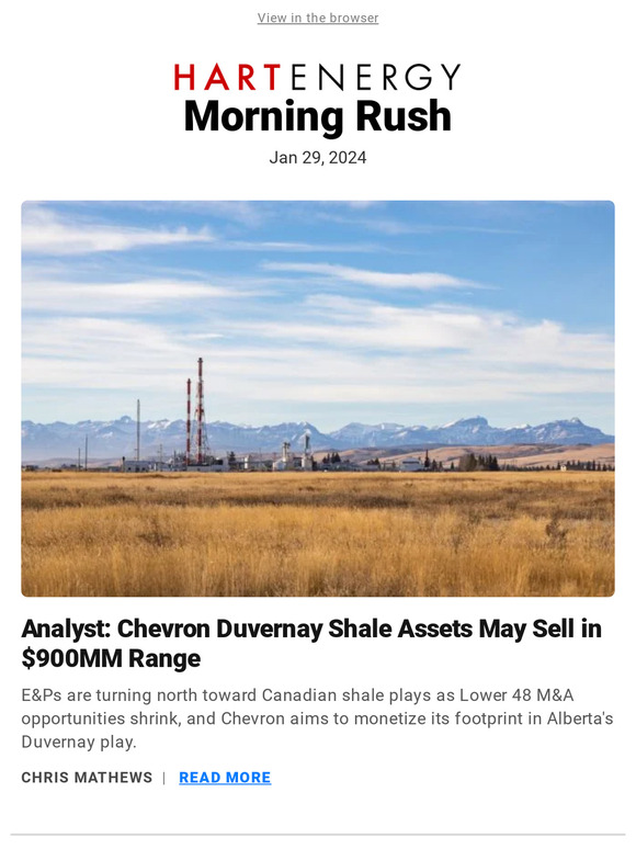Hart Energy: Morning Rush: Chevron Duvernay Assets May Sell in $900MM ...