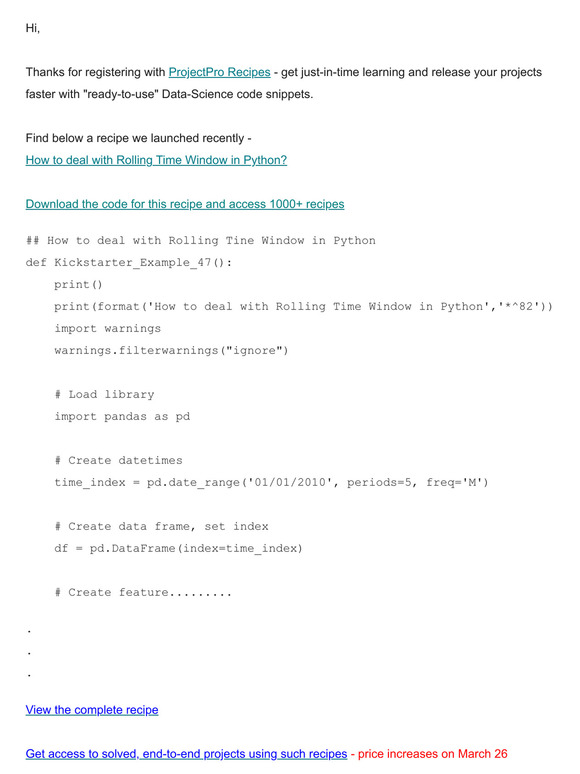 Projectpro 🌟machine Learning Code Recipe 14 How To Deal With Rolling Time Window In Python