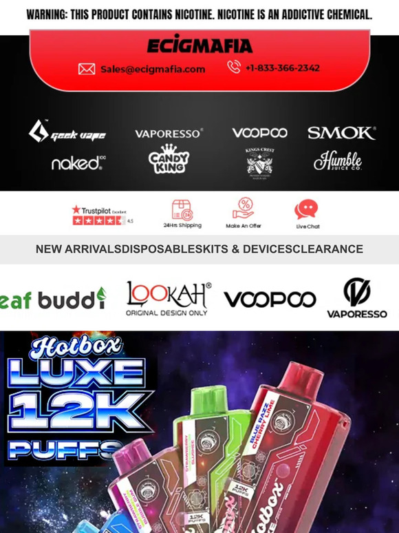 ECigMafia: Just Landed! Puff Brands HotBox Luxe Disposable (12000 Puffs ...