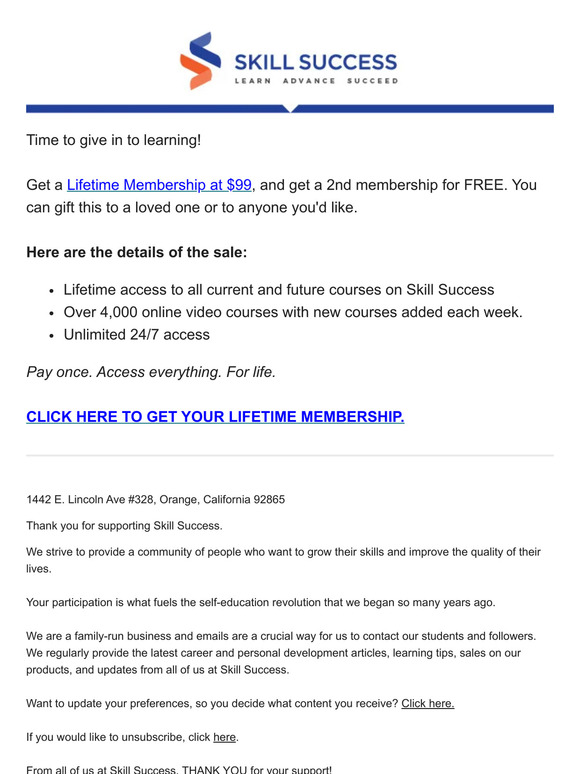 Skill Success: 😊Have you fallen for Lifetime Membership yet? | Milled