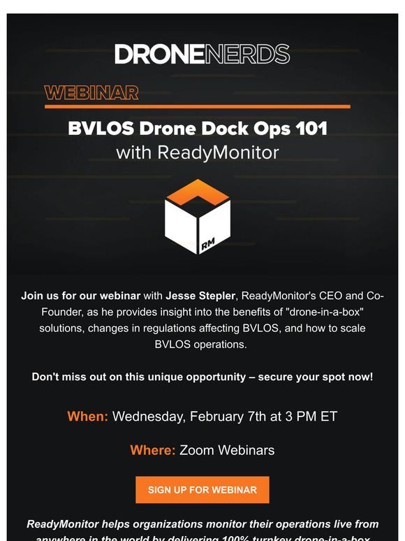 Drone Nerds: [Webinar] BVLOS 101 with ReadyMonitor — Join us on February 7th at 3 PM ET! | Milled