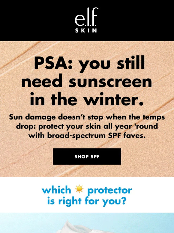 Elf Cosmetics: Yes, you *still* need sunscreen rn 😎 | Milled