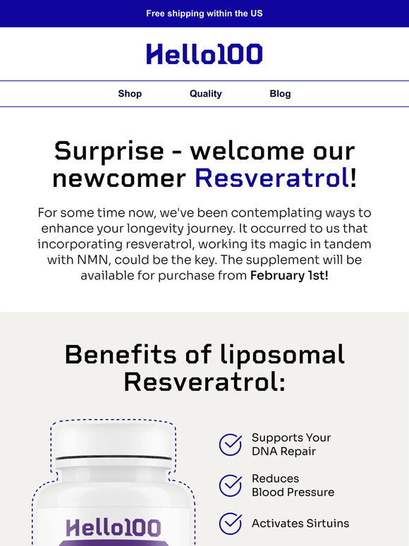 Hello100: Introducing Liposomal Resveratrol! 🤓 | Milled