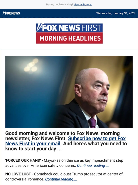 Fox News: Mayorkas on thin ice as key impeachment step advances | Milled