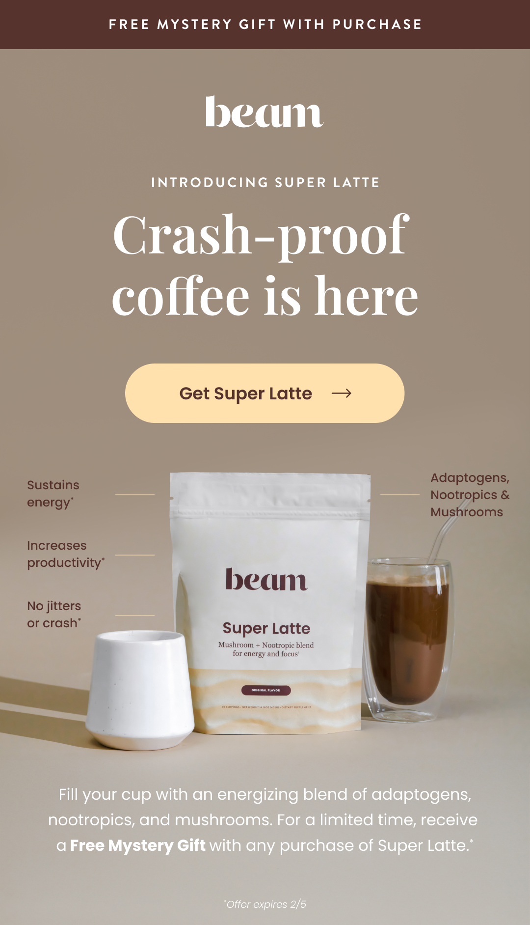 Beam: NEW Super Latte: Crash-proof coffee is here. | Milled